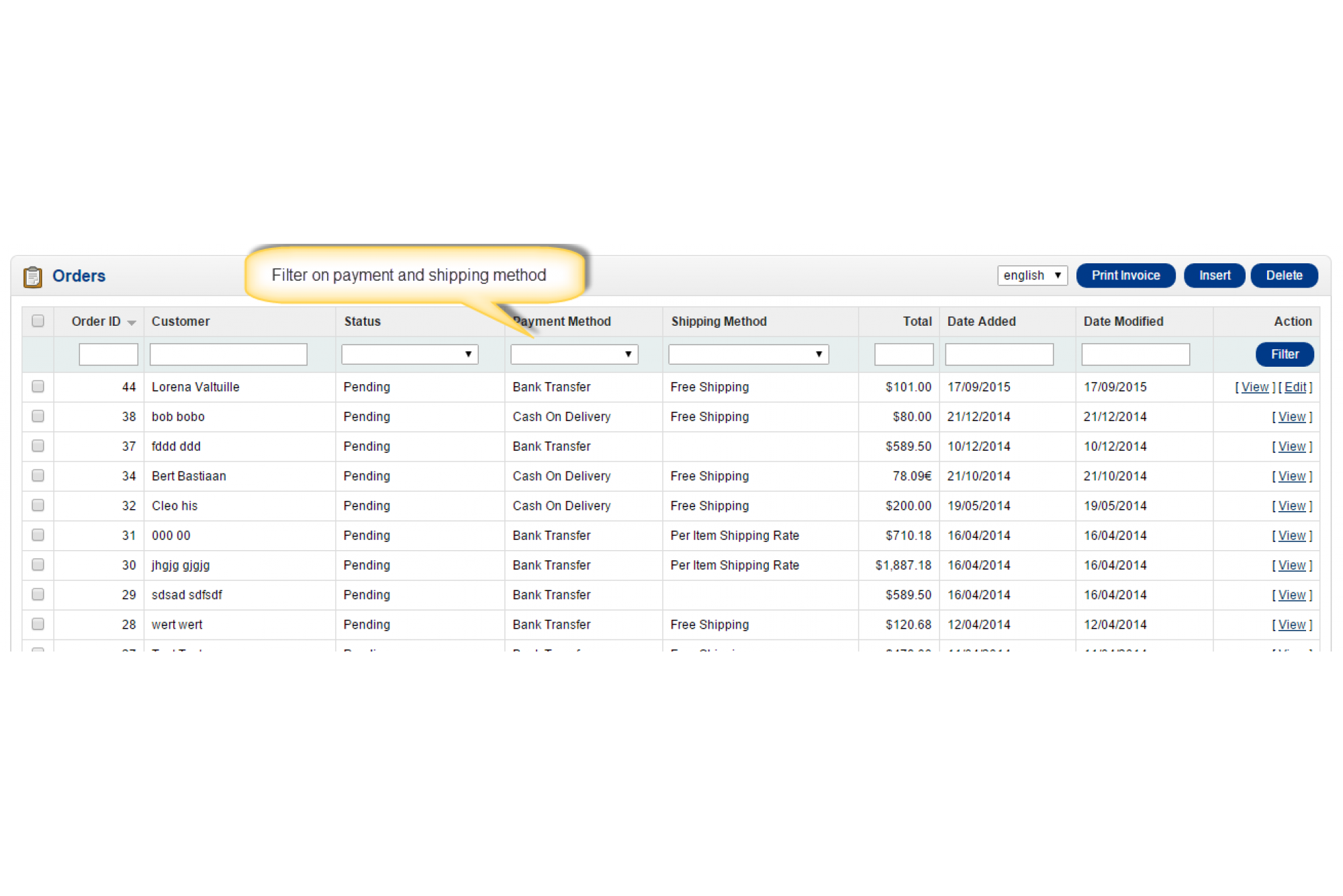 Filter order by payment and shipping methods for opencart - xtensions.in Filter order by payment and shipping methods for opencart - xtensions.in